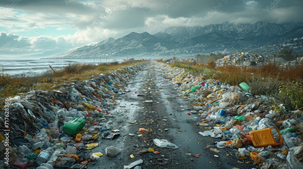 Trash Piles in Remote Areas. Trash piles in remote areas or regions ...