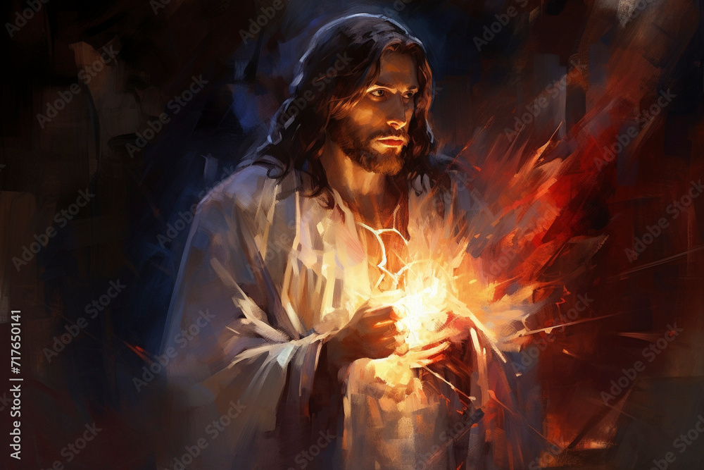 Redeeming Love: Jesus Christ and the Sacred Heart, Generative AI Stock ...