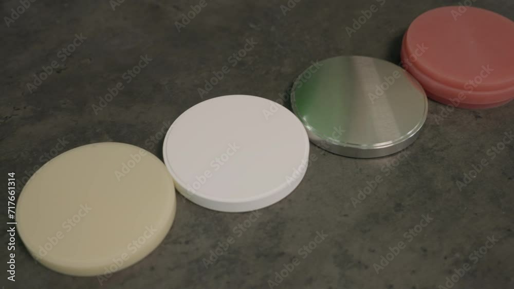 Vidéo Stock Showcasing the various dental material disks at ...