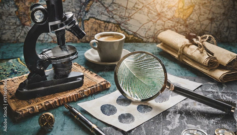 Forensic Chronicles: Vintage Crime Scene Collage with Magnifiers and ...