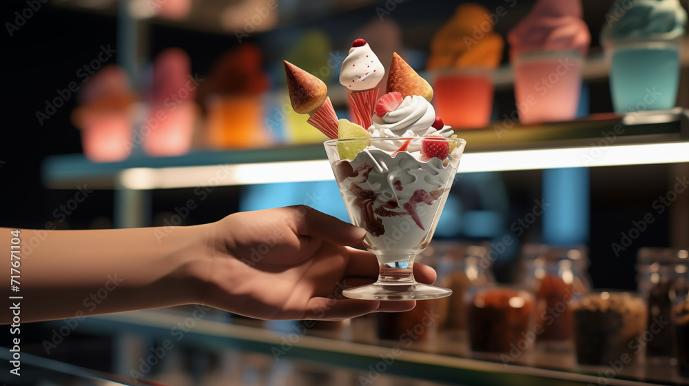 Foto de Sweet candy and weep cream held by a girl in a vibrant ...