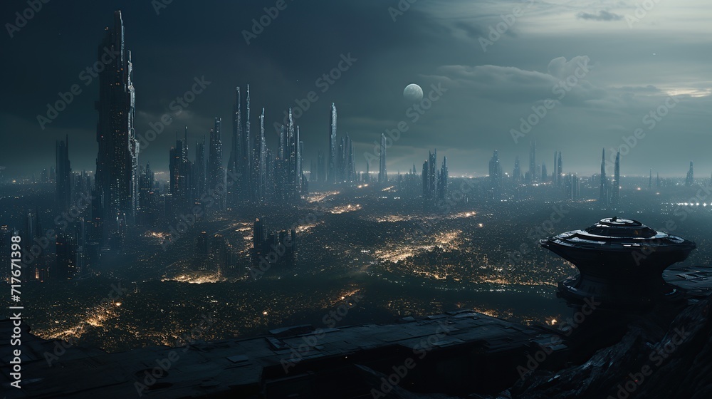 Future City 3d render. science fiction art using AI, featuring ...