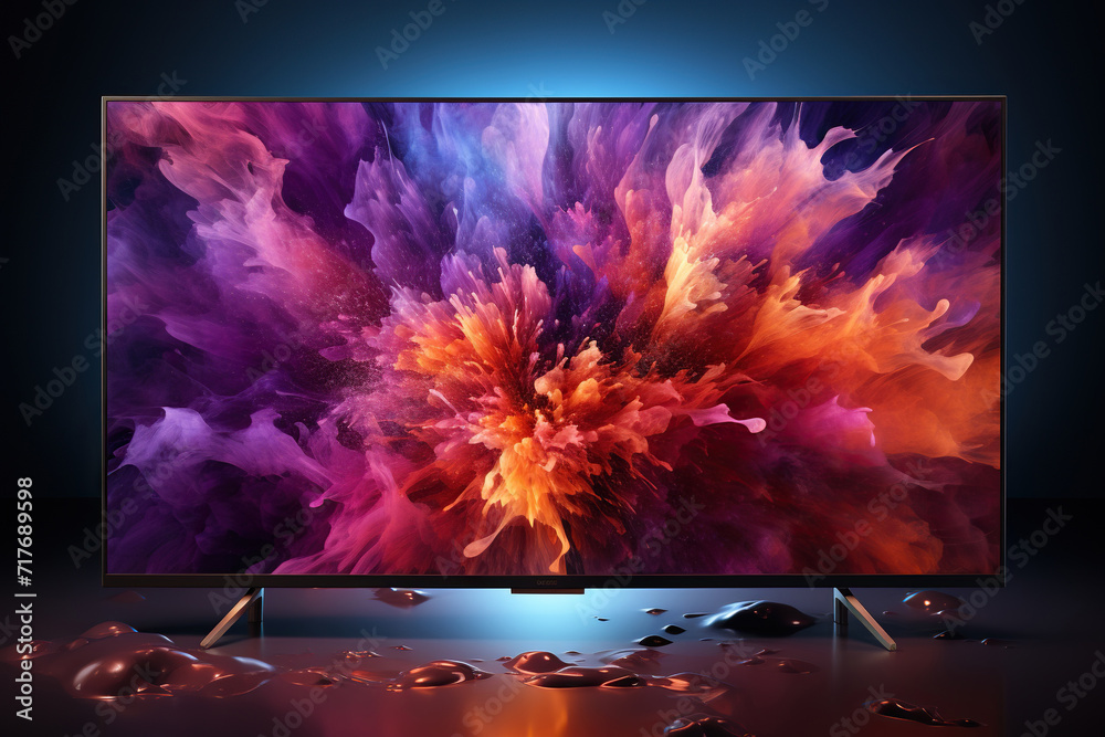 Flat screen modern TV with a very realistic screensaver, wallpaper ...