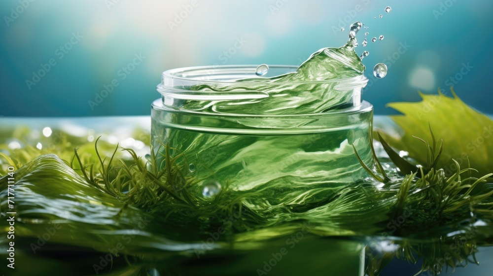 Concept of cosmetic with seaweed ingredient. Organic cosmetic with ...