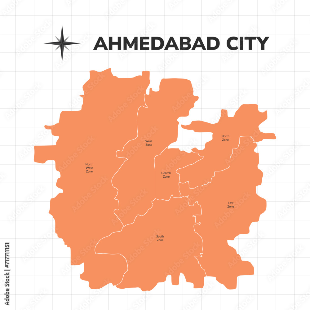 Ahmedabad City map illustration. Map of the City in India Stock Vector ...