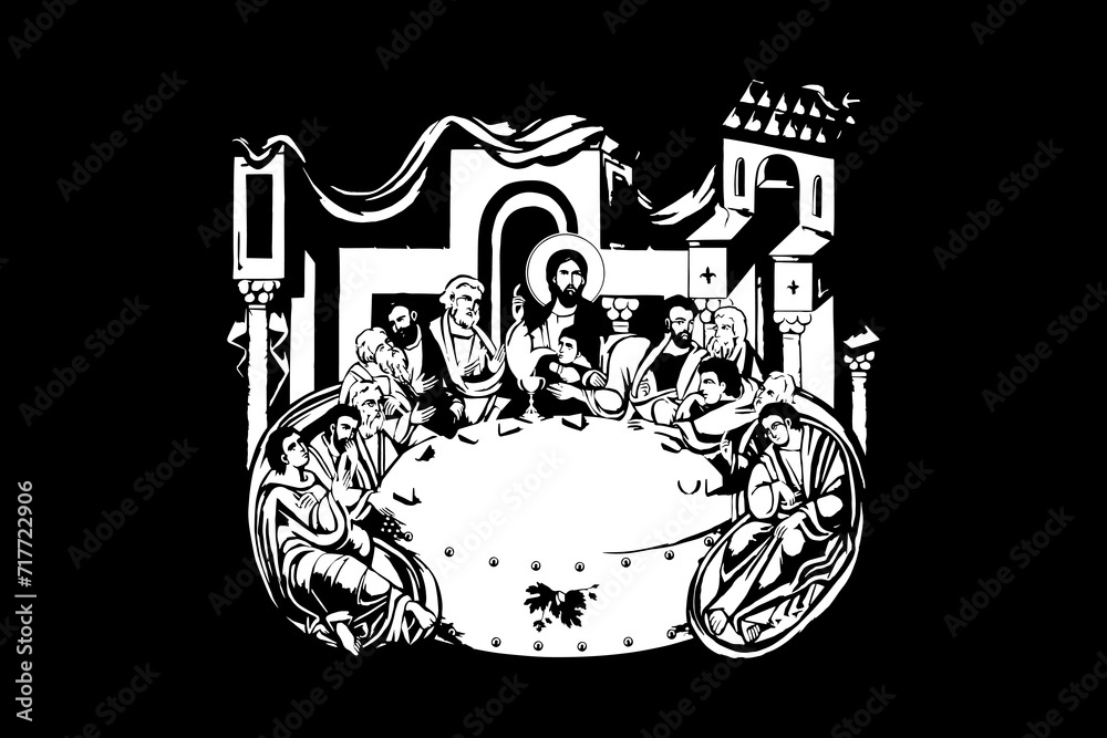 Traditional orthodox image of Holy Communion. The Last Supper ...