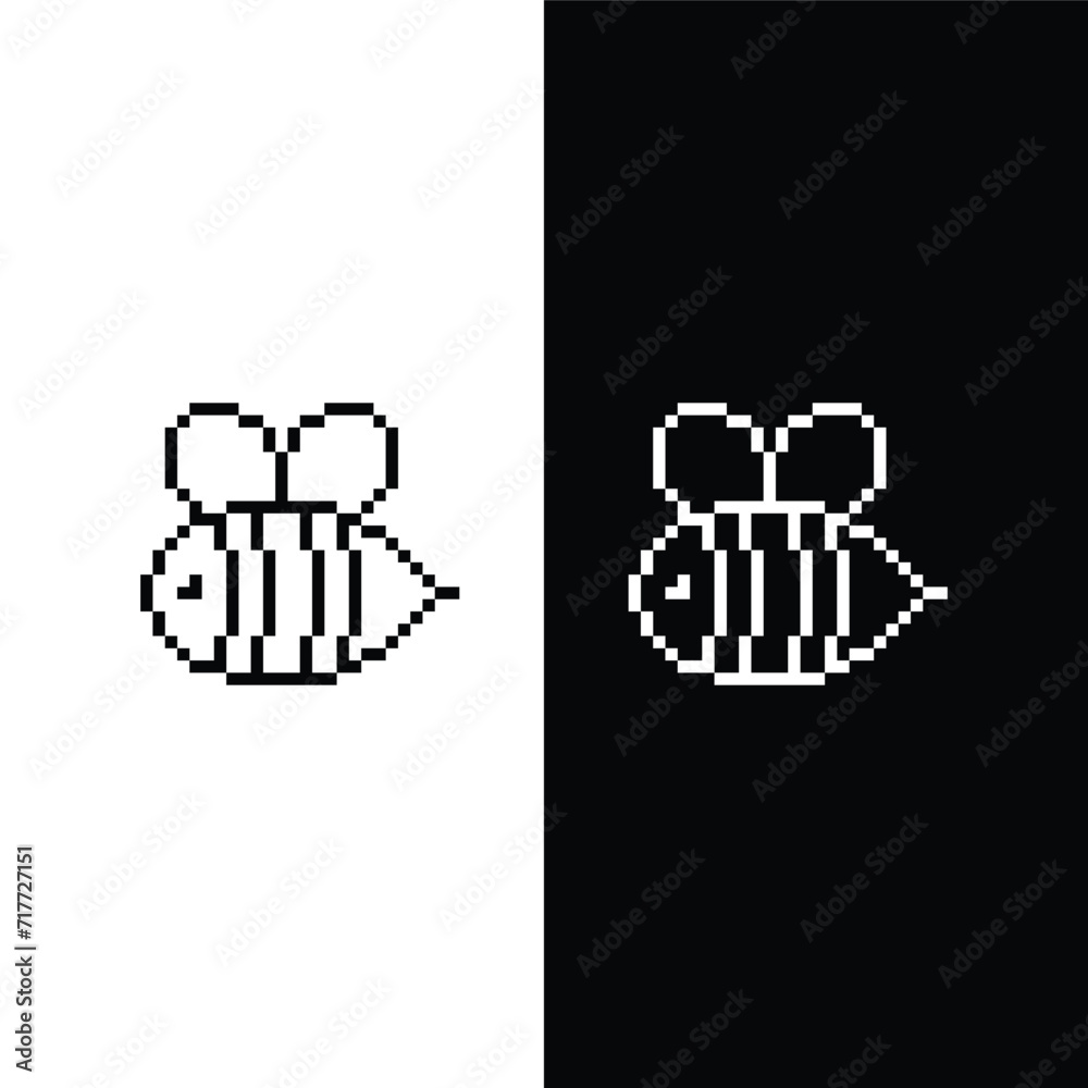 Pixel Bee Icon Vector Pixel Art Bee 8 Bit Logo For Game Stock Vector Adobe Stock