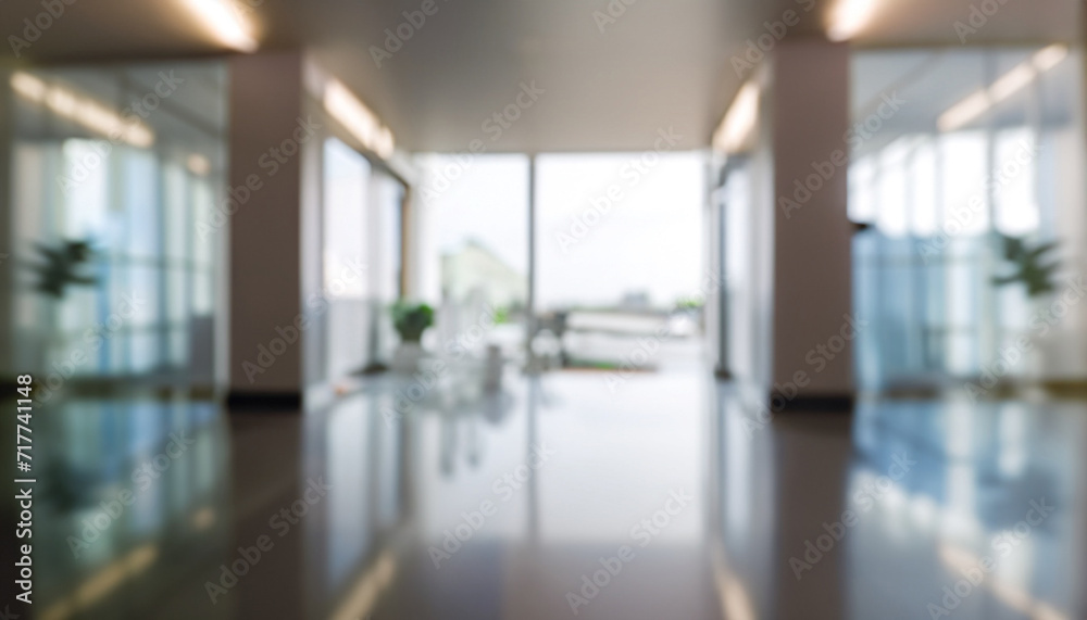 Blurred hotel or office building lobby blur background interior view ...