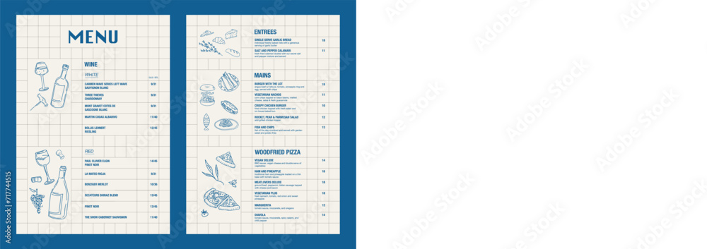 Restaurant menu design and label vector brochure template. Cafe menu ...