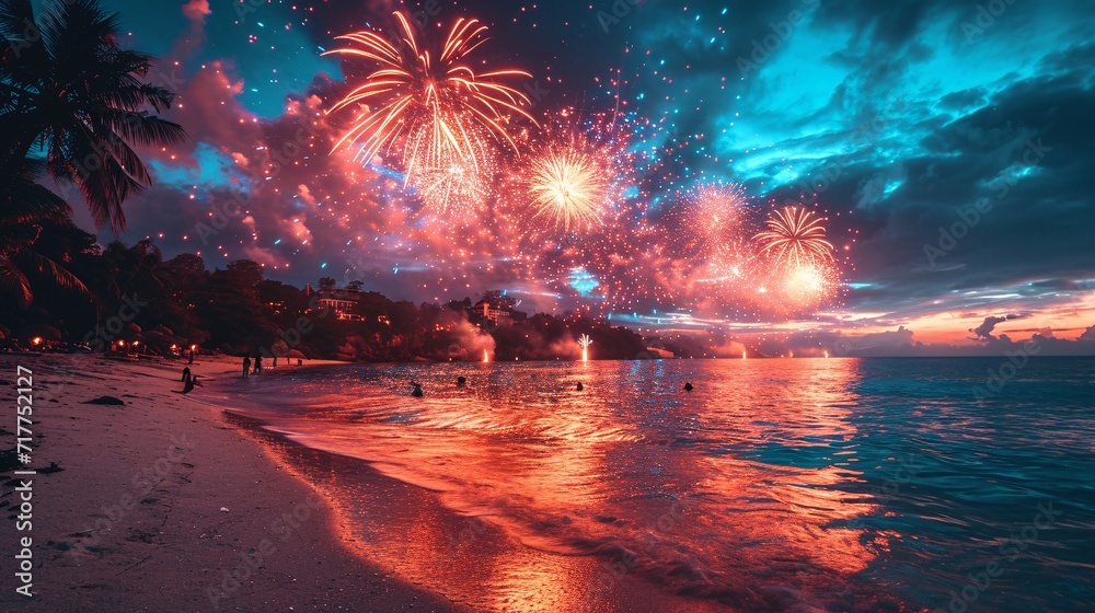 Glowing Fireworks Over the Ocean: A Spectacular July 4th Celebration ...