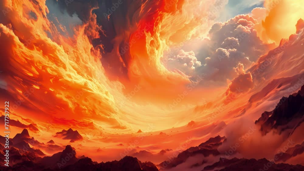 In the heart of a desert, a sandstorm rages, twisting and turning with ...