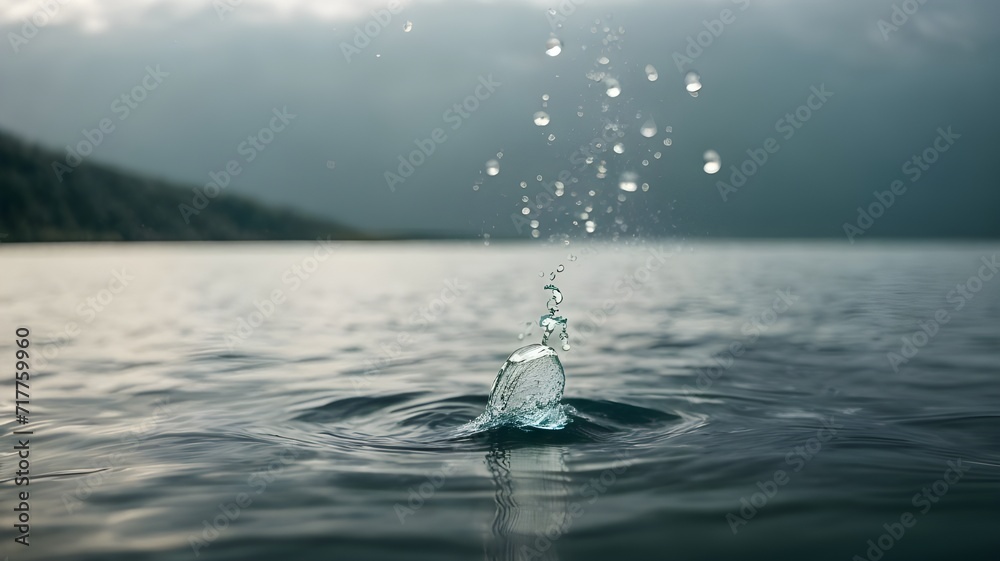 whater Drops in the sea, The drop falls below the water surface, it ...