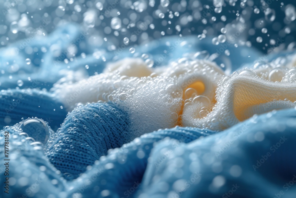 technical macro illustration realistic fabric underwater detergent ...