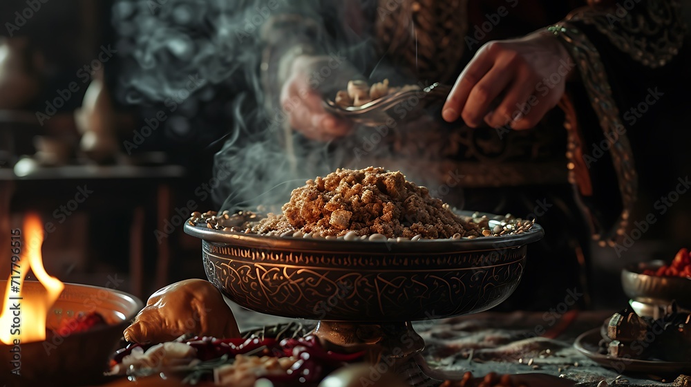 Ramadan muslim holiday background wallpaper design, food, sweets, cake ...