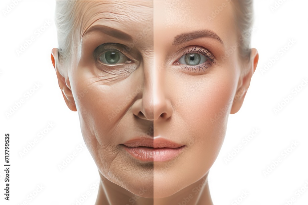 Aging process, rejuvenation anti-aging skin procedures old and young ...