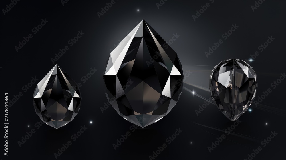 Black Diamonds Floating in a Starry Night Sky. Multiple black diamonds ...