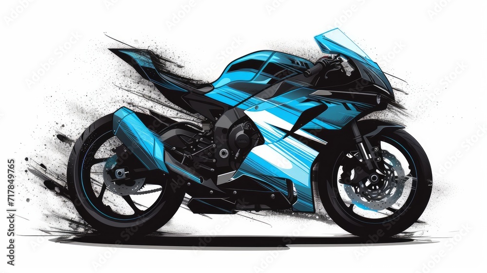sport bike art design vector blue black template r1 isolated white ...
