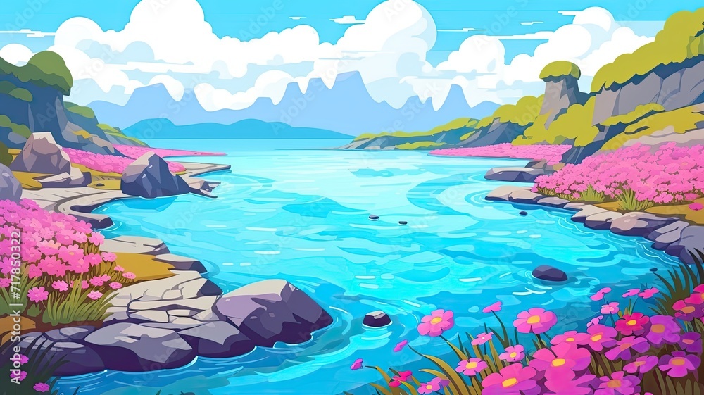 cartoon illustration Galapagos Islands, a volcanic archipelago in the ...