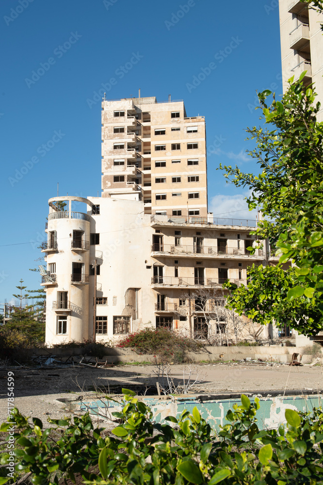 Closed Maraş Cyprus. Buildings in the abandoned city of Maraş in ...