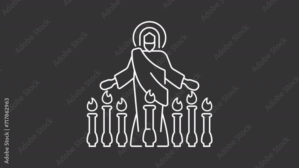 Revelation white line animation. Jesus Christ and seven lampstands ...