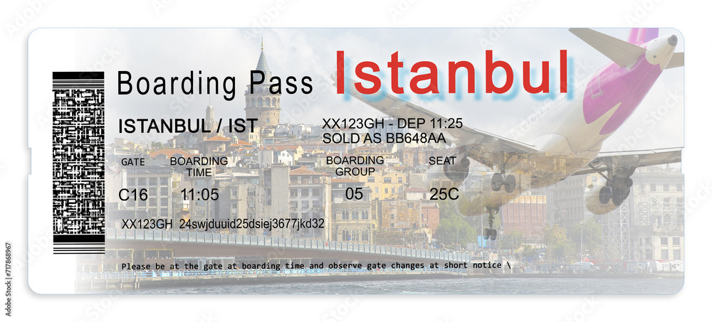 Airline boarding pass tickets to ISTANBUL - Turkey country - The ...