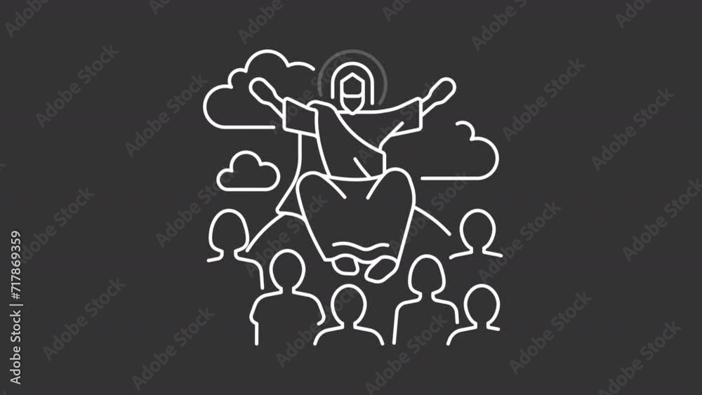 Vidéo Stock Sermon on mount white line animation. Jesus and apostles ...