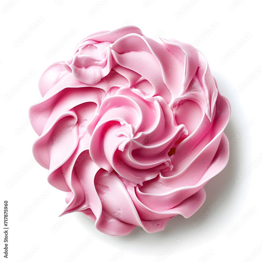 Pink whipped cream top view isolated on white Stock Photo | Adobe Stock