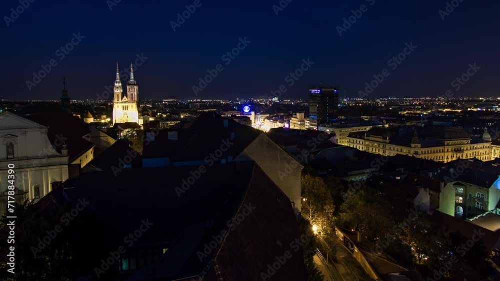 Kaptol and catholic cathedral day to night transition timelapse in the ...