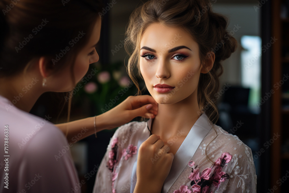 Genertive ai collage photo of bride lady prepare for wedding ceremony ...