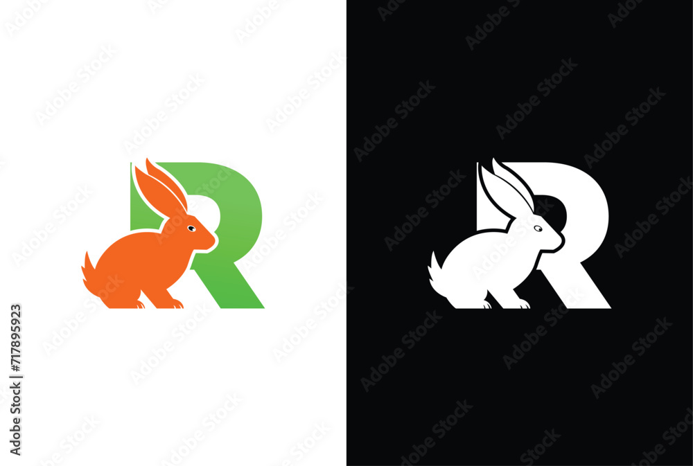 Initial letter R Rabbit logo design. Letter R Rabbit Logo Design Vector ...