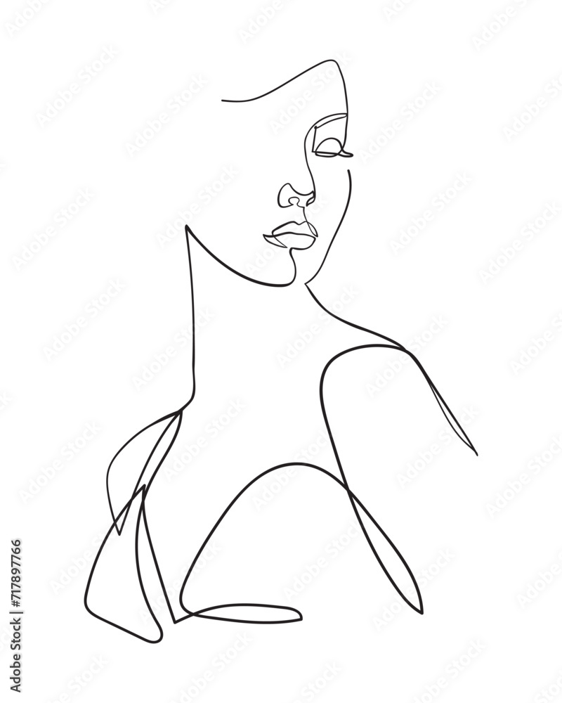Abstract Woman Body Line Art Drawing. Female Silhouette One Line ...