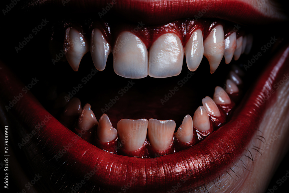 Generative ai picture collage of dangerous vampire teeth bite attack ...