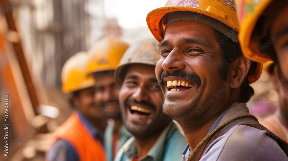 Worker, builder, molarist, plasterer performs his work wearing a helmet ...