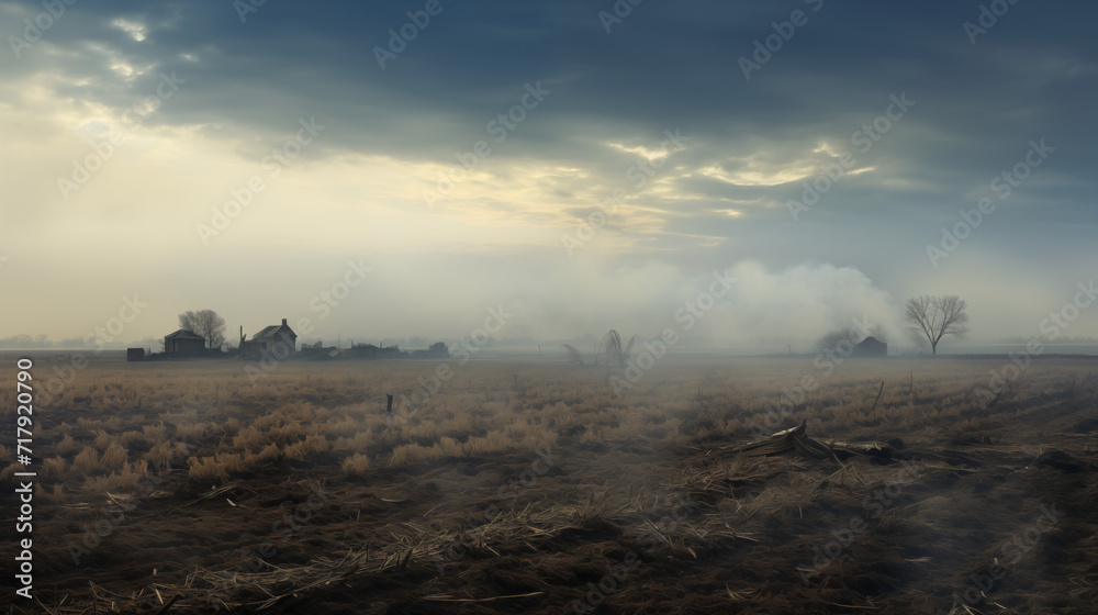 Misty Morning Aftermath: The Calm After an Apocalyptic Event Stock ...