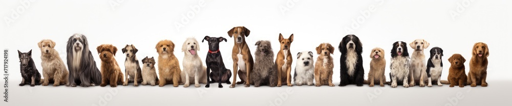 Diverse Canine Assembly: A Charming Line-Up of Various Dog Breeds ...