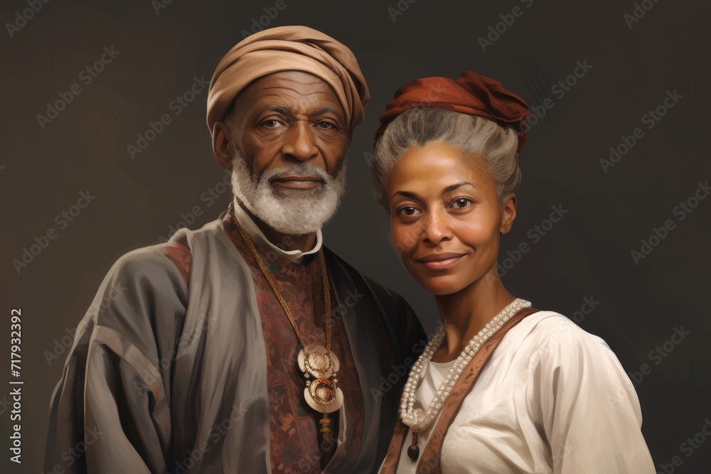 old medieval couple. a middle aged father and his elderly grey haired ...