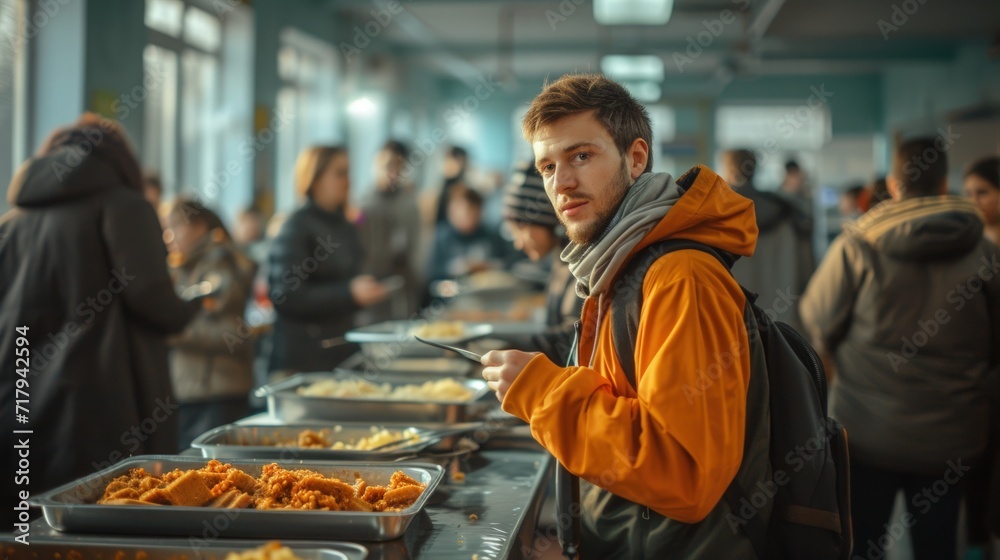Canteen for the homeless. Concept of helping people with disabilities ...