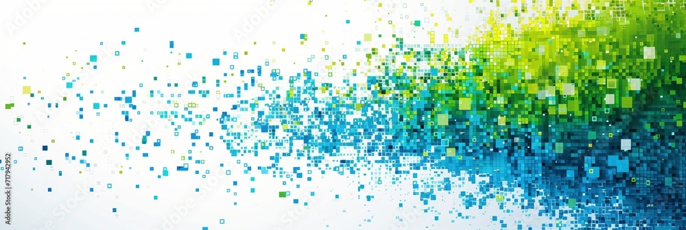 "Exploding Pixels" unfolds with a refreshing palette of blue and green ...