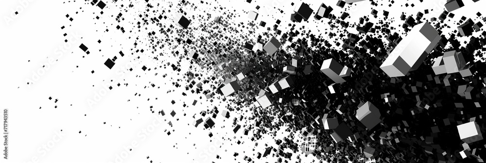 "Exploding Pixels" comes to life in black and grey tones against a ...