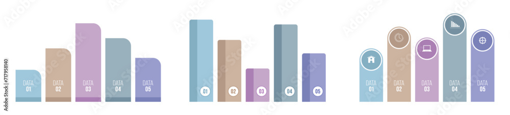 Set of infographic design template with columns, options, parts or ...