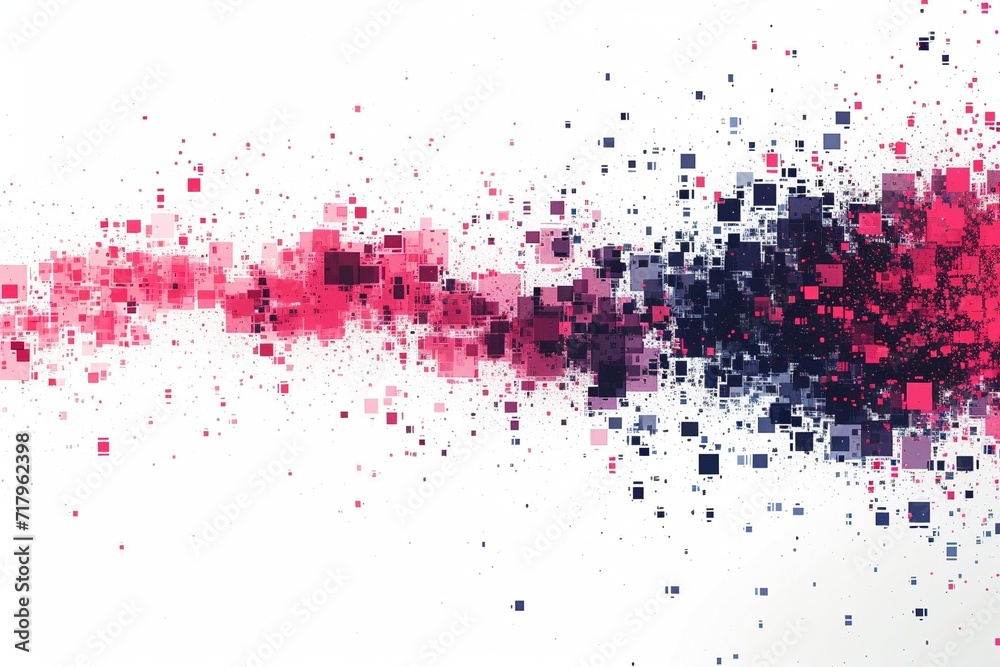 A visually striking vector illustration featuring exploding pixels in ...