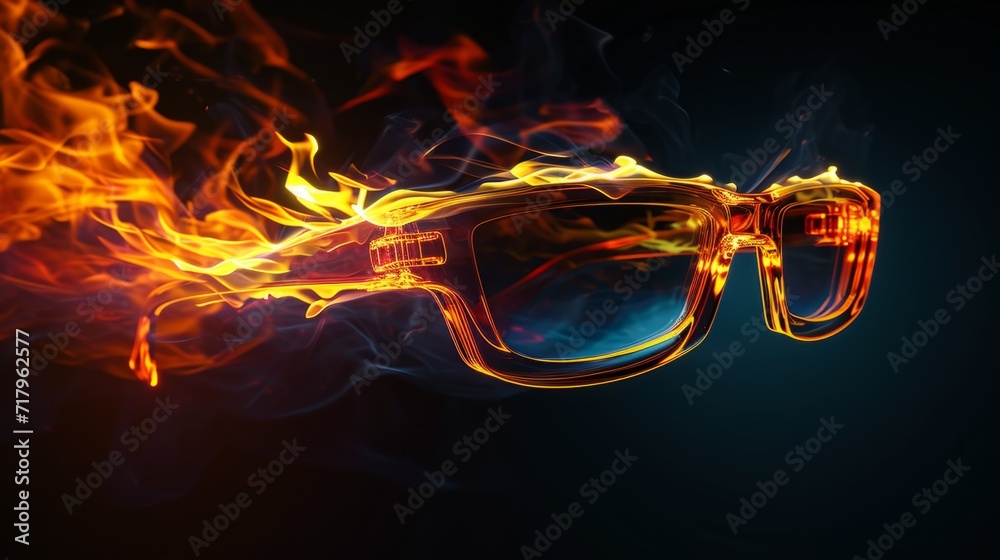 Modern Augmented reality glass Wearable Device in fire flying on the ...