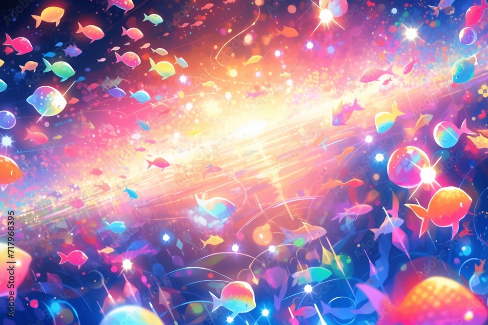 rainbow fish background landscape Stock Illustration | Adobe Stock