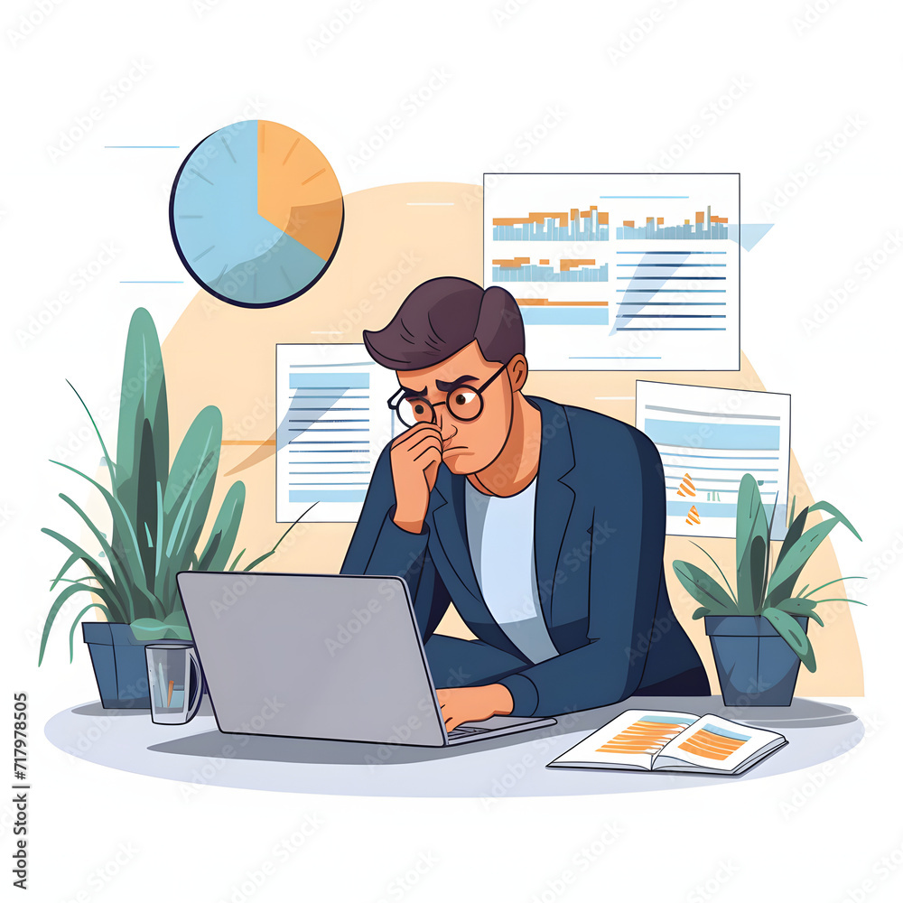 Business owner facing financial challenges in the office isolated on ...