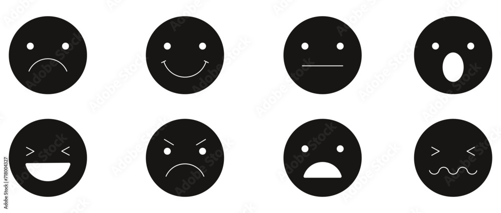 Emoticons mood scale on white background. Face smile icon positive ...