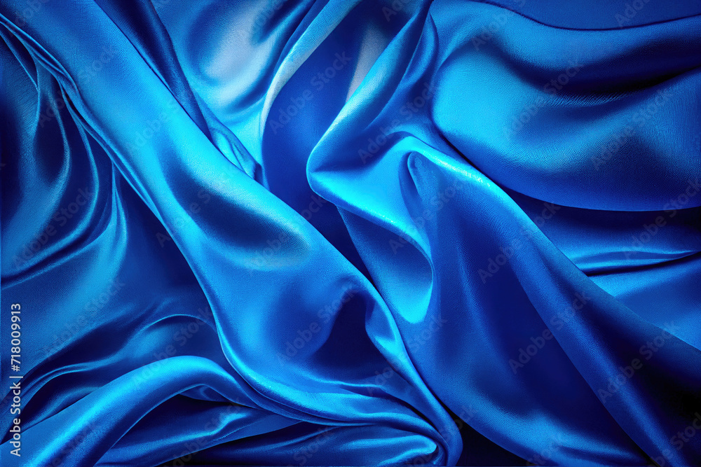 Beautiful abstract background, blue satin background blue luxury fabric texture. blue silk ...