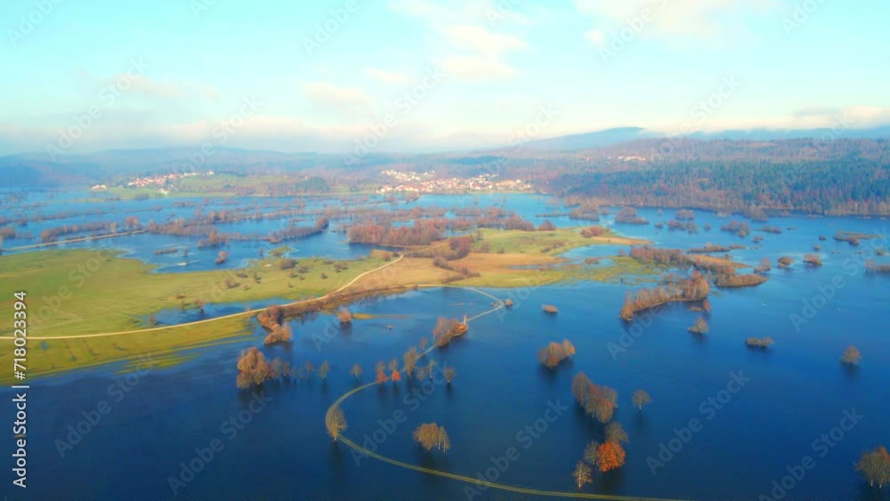 Aerial 4K drone footage of a Planina plain (Planinsko polje), Slovenia ...