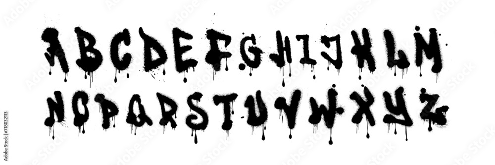 Graffiti Font Vector Spray Urban Alphabet Street Wall Hand Drawn