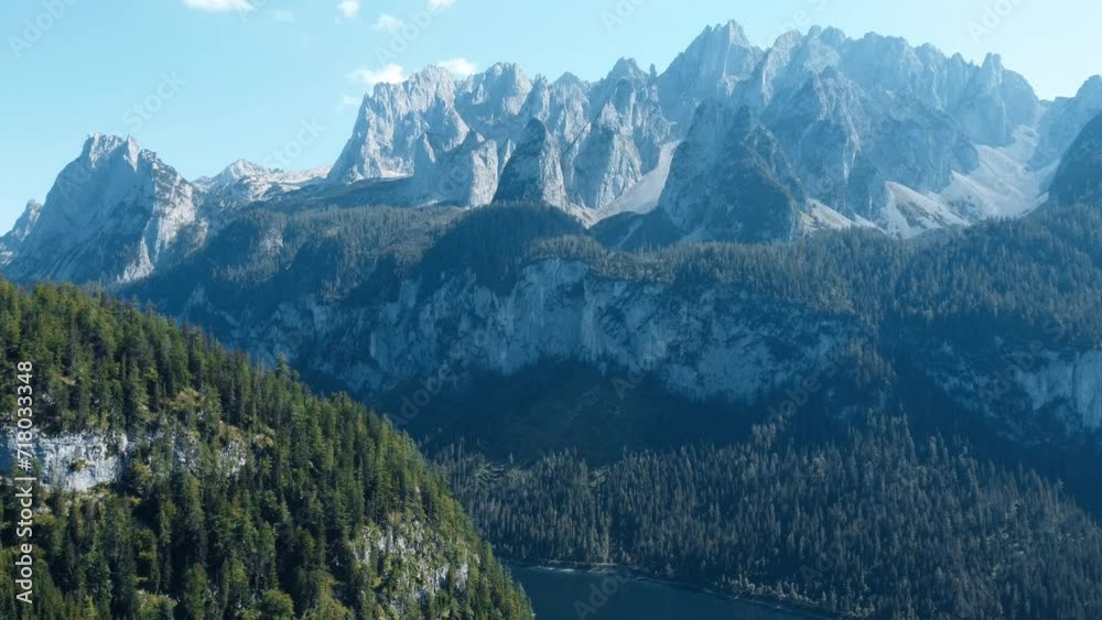 Beauty of the Austrian Alps as the drone performs a horizontal sweep ...