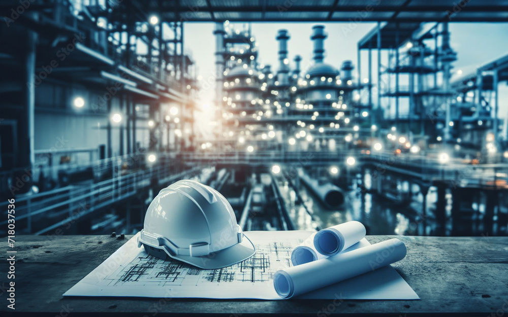 blue print and Construction drawing safety helmet,Construction concept ...